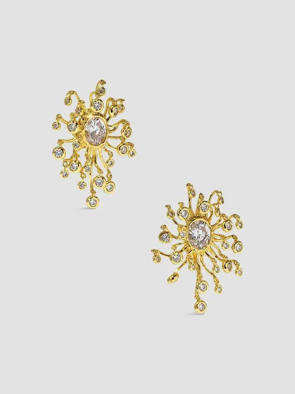 Alexis Bittar Asterales Modernist 14k--plated & Cubic Zirconia Clip-on Earrings - Gold