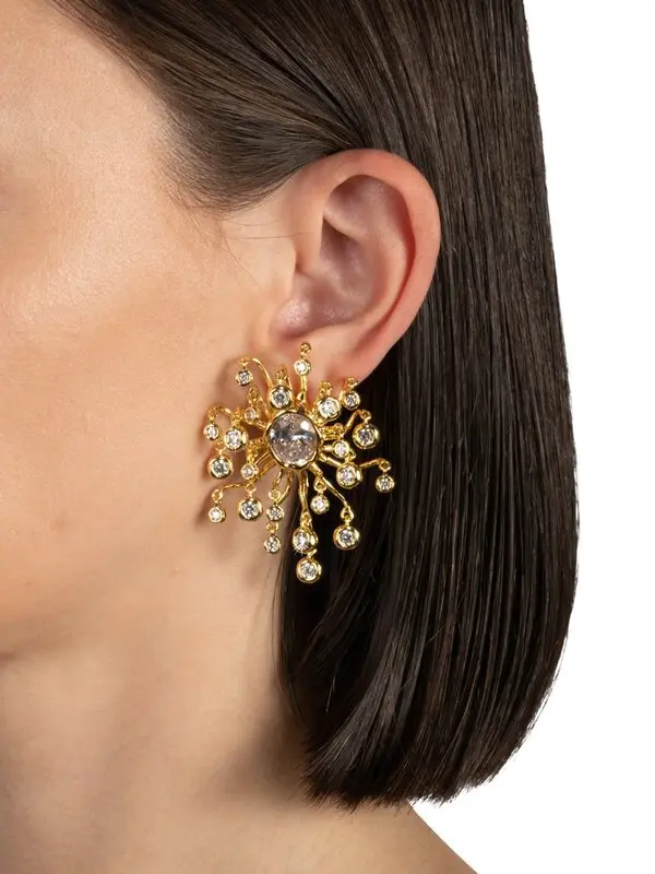 Alexis Bittar Asterales Modernist 14k--plated & Cubic Zirconia Clip-on Earrings