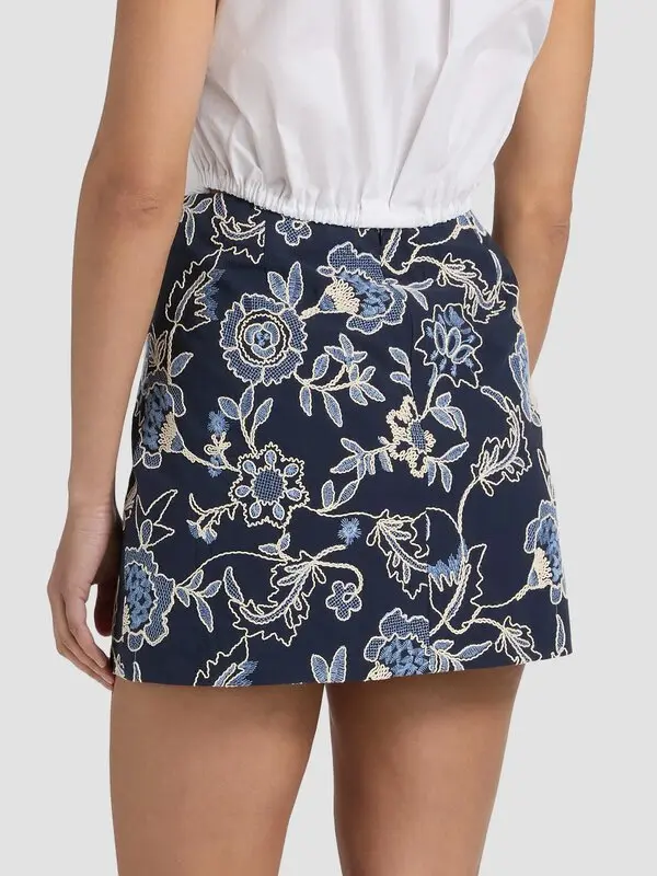 Tanya Taylor Ari Embroidered Cotton Mini Skirt