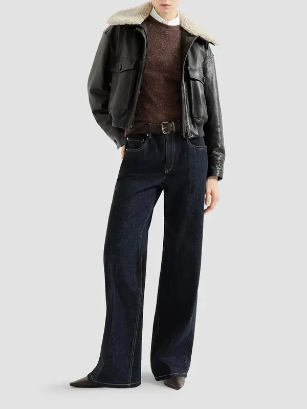 Brunello Cucinelli Sparkling Cashmere Lightweight Rib Knit Sweater