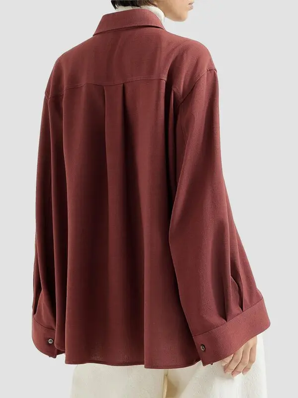 Brunello Cucinelli Virgin Wool Fluid Twill Cropped Shirt
