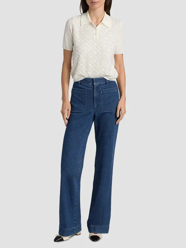 Tanya Taylor Camilla Sequined Wool Polo Sweater