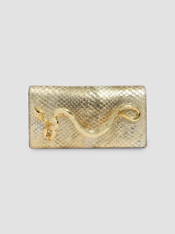 Alexis Bittar 14k-gold-plated Serpent Handle & Leather Clutch - Gold Python