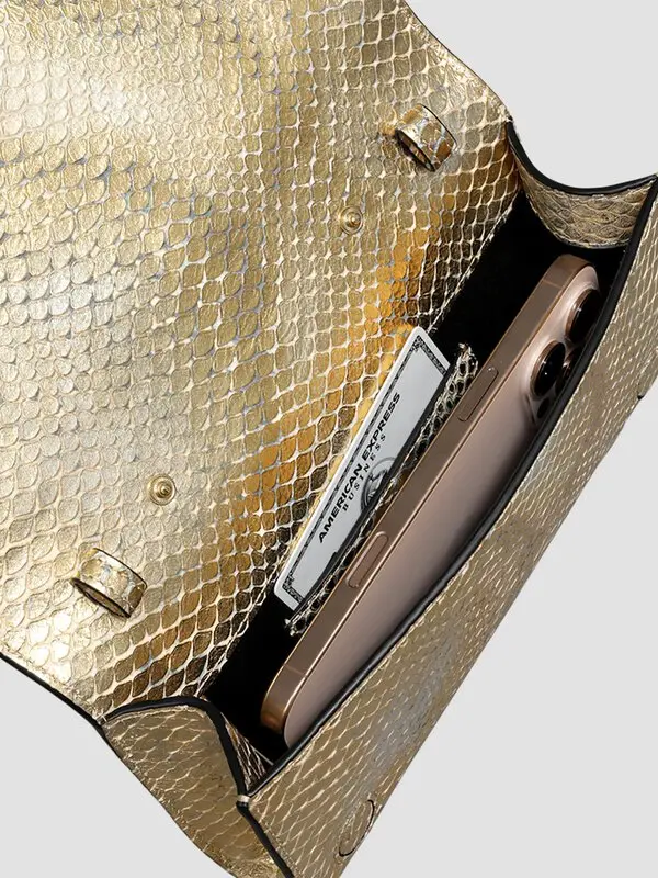 Alexis Bittar 14k-gold-plated Serpent Handle & Leather Clutch - Gold Python
