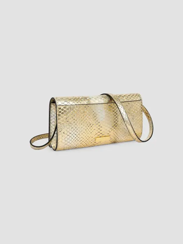 Alexis Bittar 14k-gold-plated Serpent Handle & Leather Clutch - Gold Python