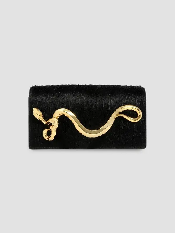 Alexis Bittar 14k-gold-plated & Calf Hair Serpent Handle Clutch - Black