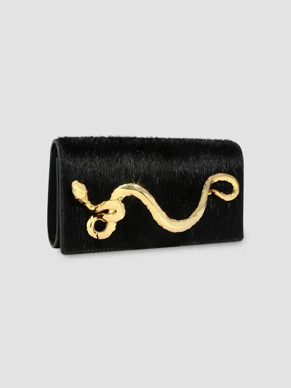 Alexis Bittar 14k-gold-plated & Calf Hair Serpent Handle Clutch - Black