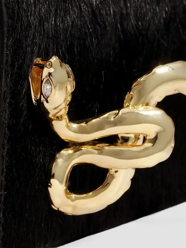 Alexis Bittar 14k-gold-plated & Calf Hair Serpent Handle Clutch - Black
