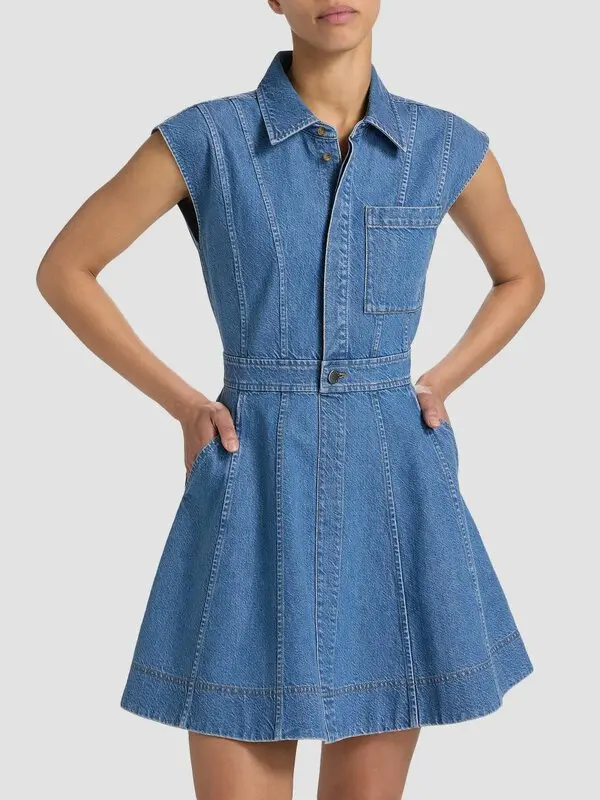 Tanya Taylor Hailey Panelled Denim Minidress