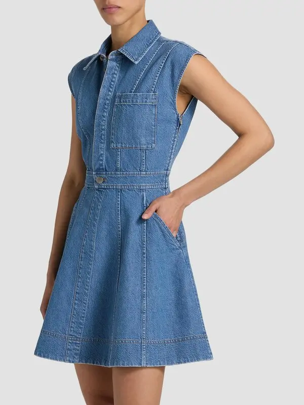 Tanya Taylor Hailey Panelled Denim Minidress