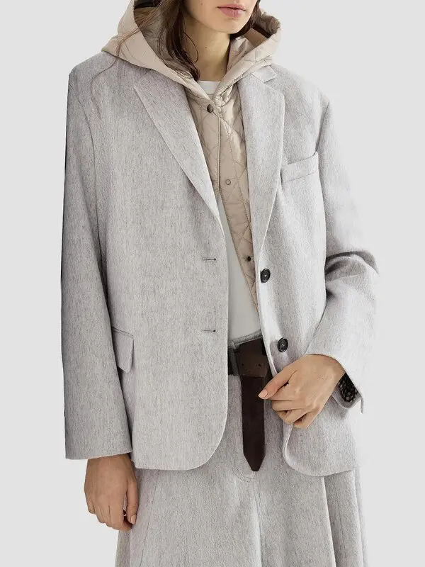 Brunello Cucinelli Wool Flannel Blazer With Monili