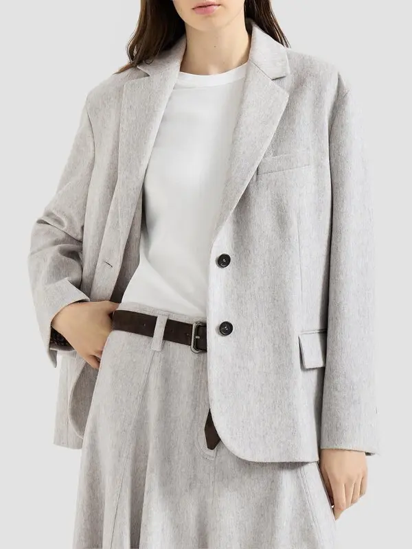 Brunello Cucinelli Wool Flannel Blazer With Monili