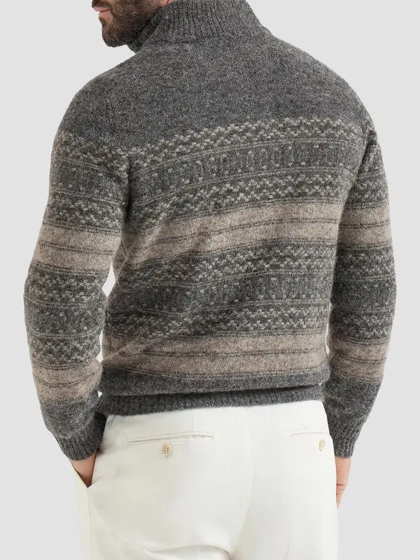 Brunello Cucinelli Nordic Jacquard High-neck Cardigan With Zip