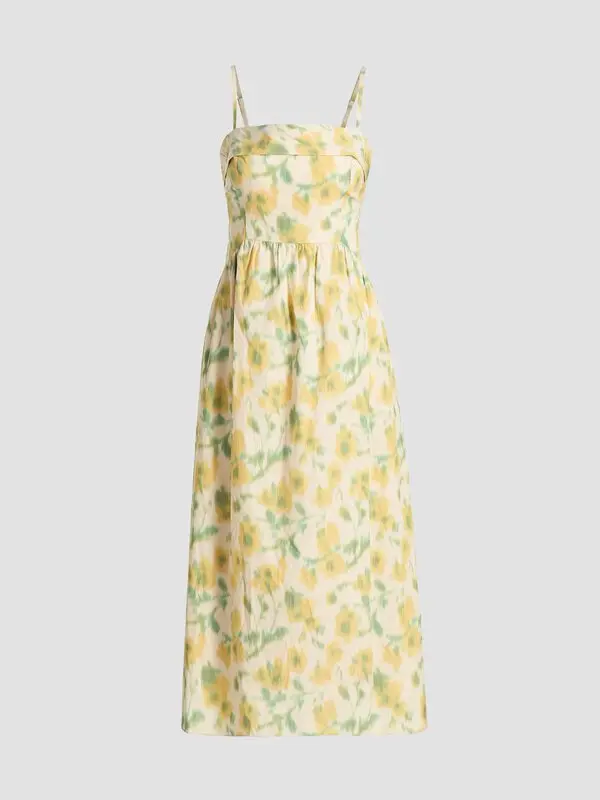 Tanya Taylor Gigi Cascading Floral Midi-dress - Butter Multi