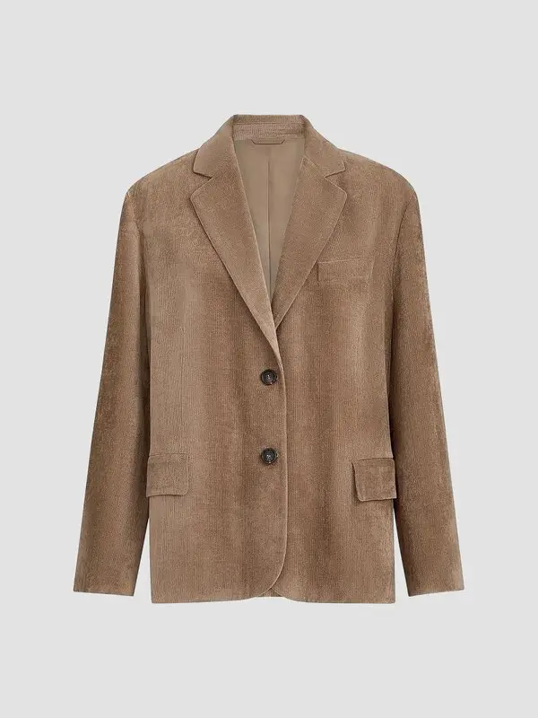Brunello Cucinelli Fluid Corduroy Blazer With Monili