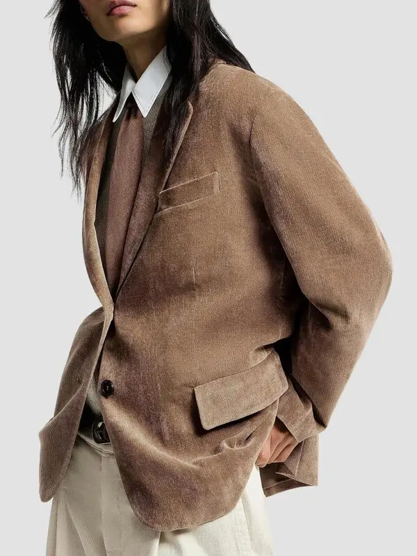 Brunello Cucinelli Fluid Corduroy Blazer With Monili