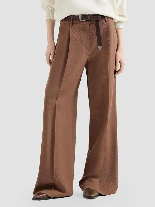 Brunello Cucinelli Virgin Wool And Viscose Tricotine Loose Pleated Trousers