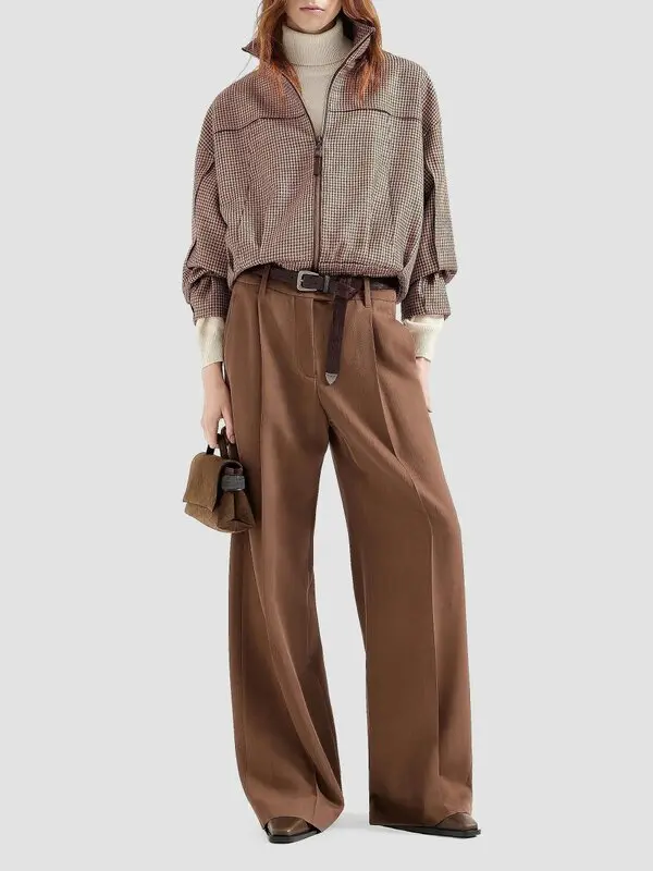 Brunello Cucinelli Virgin Wool And Viscose Tricotine Loose Pleated Trousers