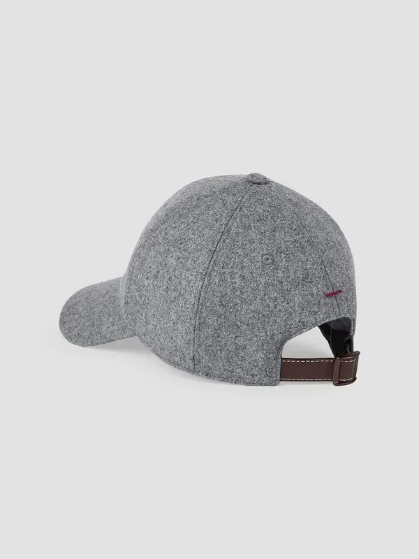 Brunello Cucinelli Virgin Wool Flannel Baseball Cap With Embroidered Logo - Medium Grey