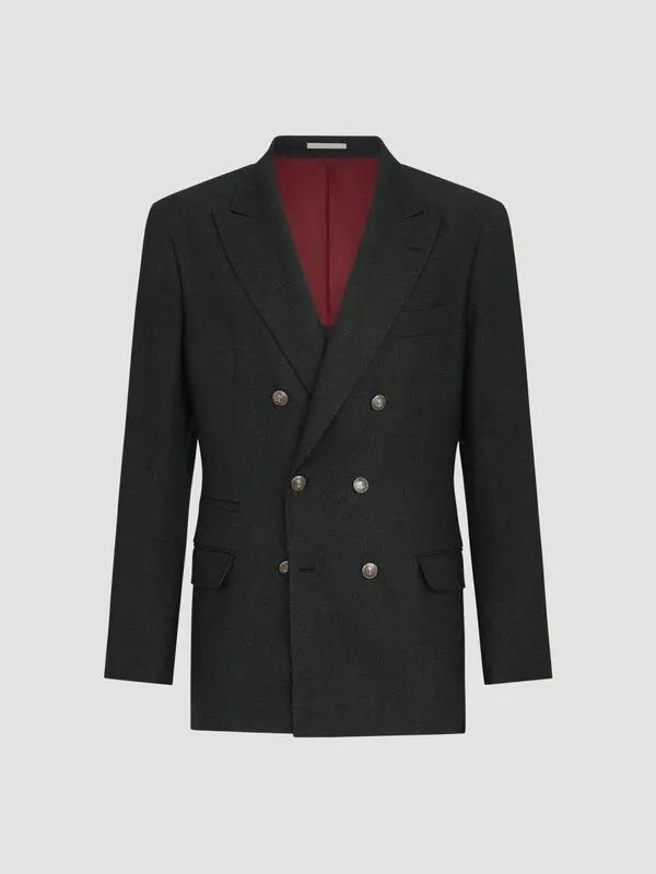 Brunello Cucinelli Mouliné Virgin Wool Twill One And A Half Breasted Deconstructed Blazer