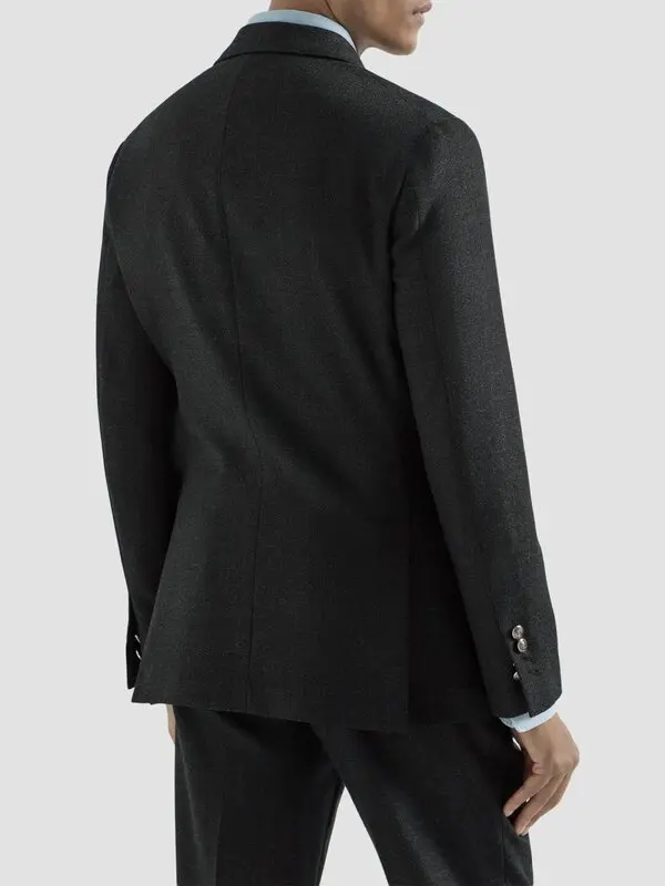 Brunello Cucinelli Mouliné Virgin Wool Twill One And A Half Breasted Deconstructed Blazer