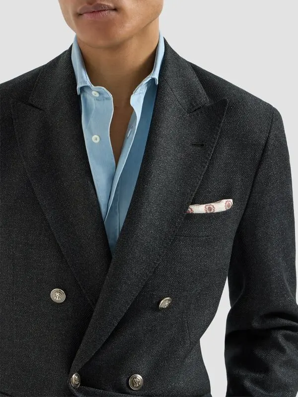 Brunello Cucinelli Mouliné Virgin Wool Twill One And A Half Breasted Deconstructed Blazer