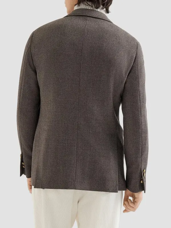 Brunello Cucinelli Mouliné Virgin Wool Twill Deconstructed Cavallo Blazer