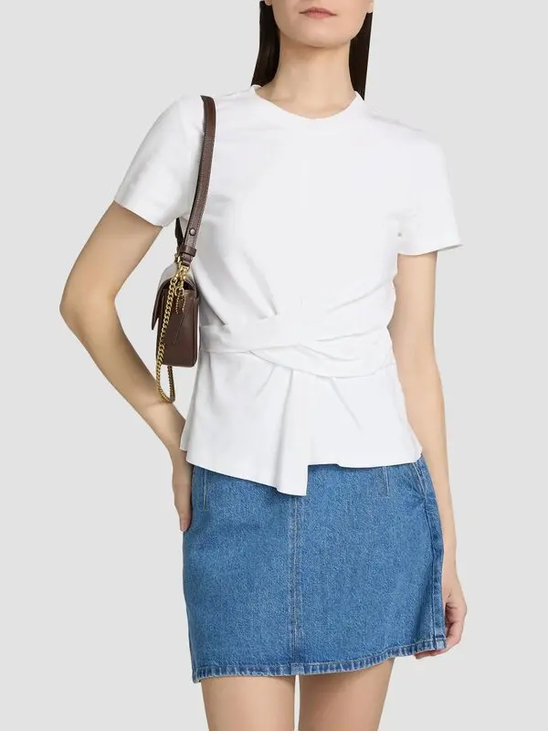 Tanya Taylor Kelsey Crewneck Cotton Twist-front Top