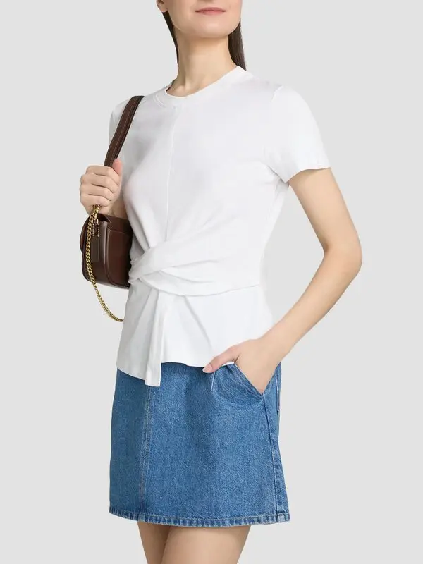 Tanya Taylor Kelsey Crewneck Cotton Twist-front Top