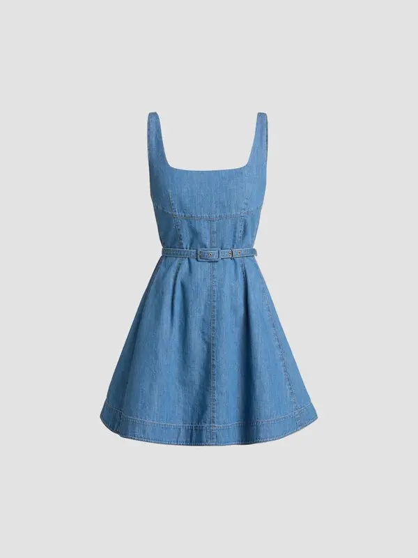 Tanya Taylor Paige Belted Denim Minidress
