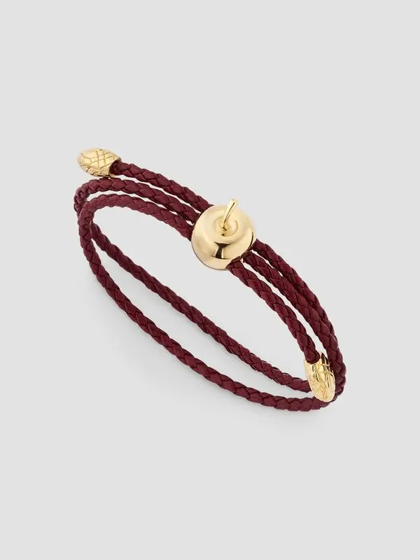 Bottega Veneta Adam 18k-gold-plated & Leather Bracelet - Red