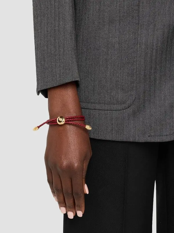 Bottega Veneta Adam 18k-gold-plated & Leather Bracelet - Red
