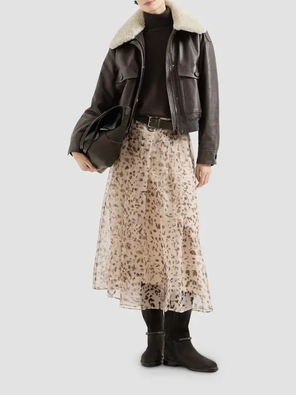 Brunello Cucinelli Polished Nappa Leather Aviator Coat