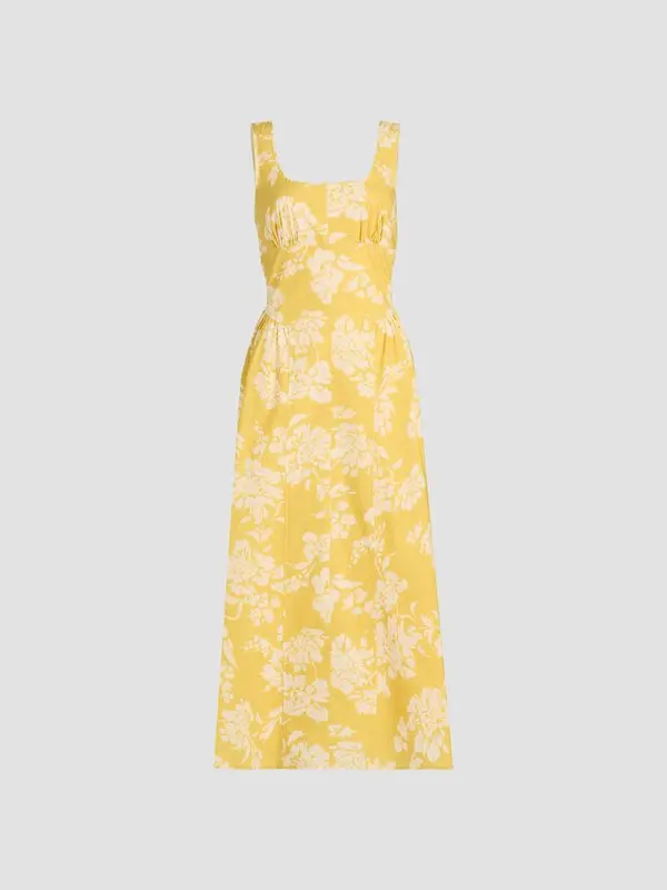 Tanya Taylor Cadence Floral Cotton Poplin Midi-dress - Buttercup Multi