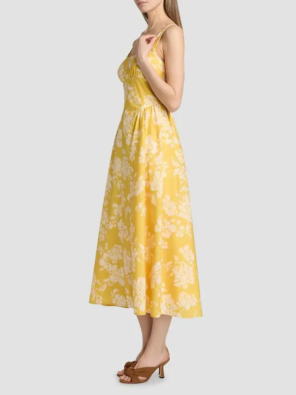 Tanya Taylor Cadence Floral Cotton Poplin Midi-dress
