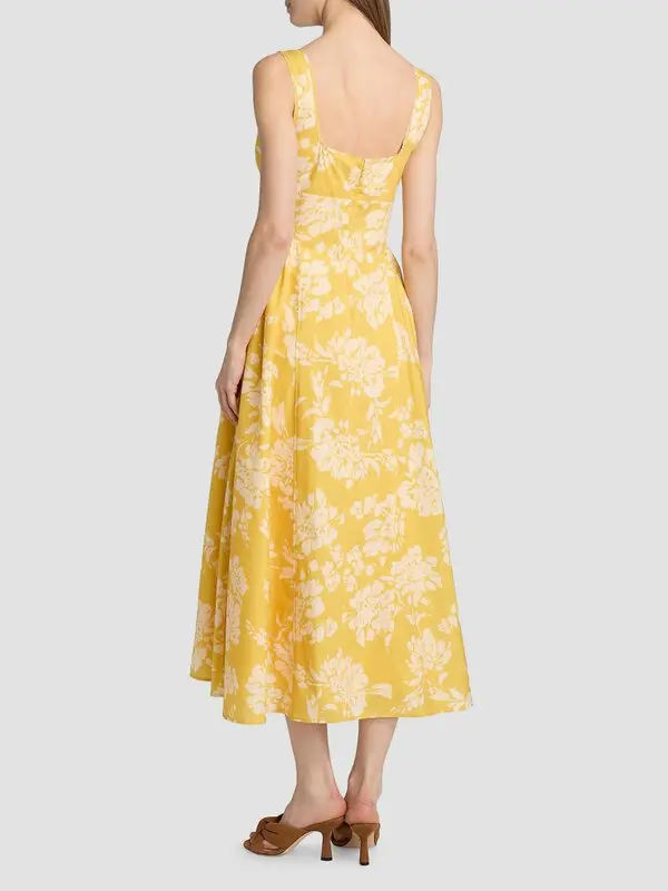 Tanya Taylor Cadence Floral Cotton Poplin Midi-dress