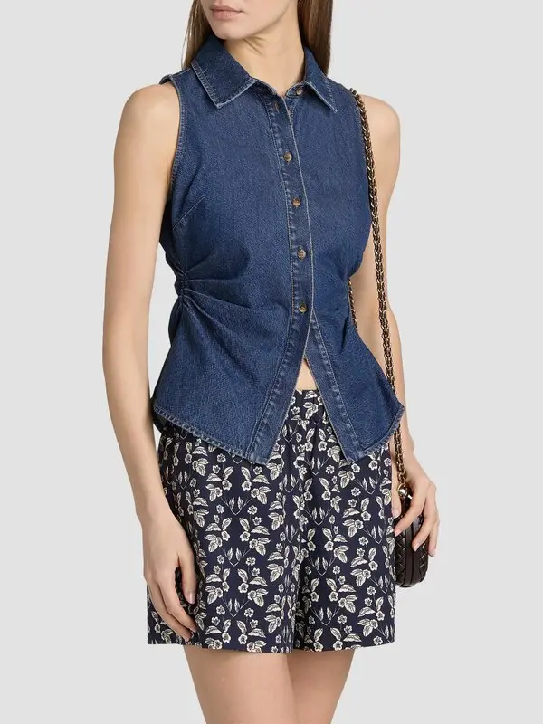 Tanya Taylor Hanelle Sleeveless Denim Top