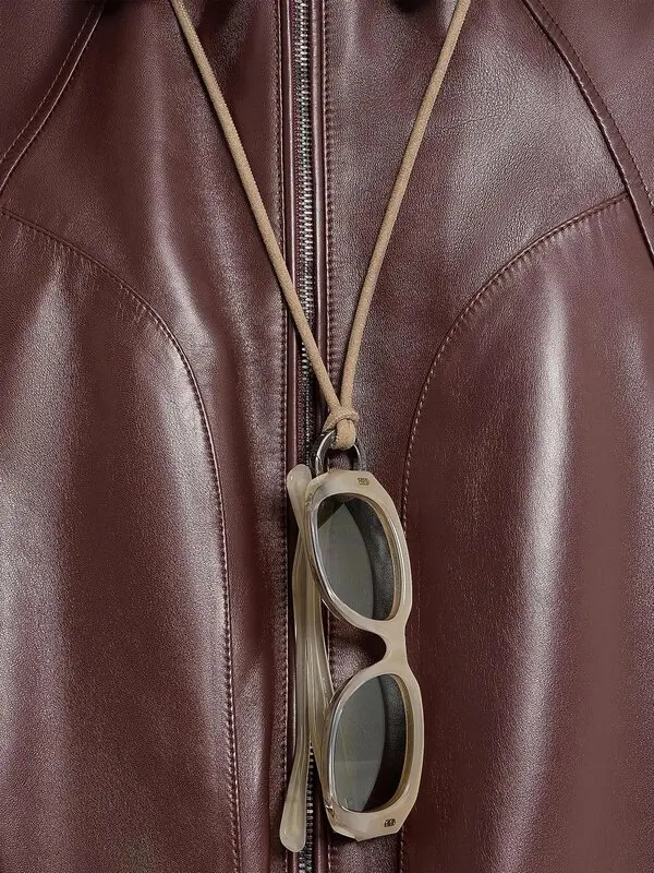 Brunello Cucinelli Alcantara Glasses Cord With Monili - Beige