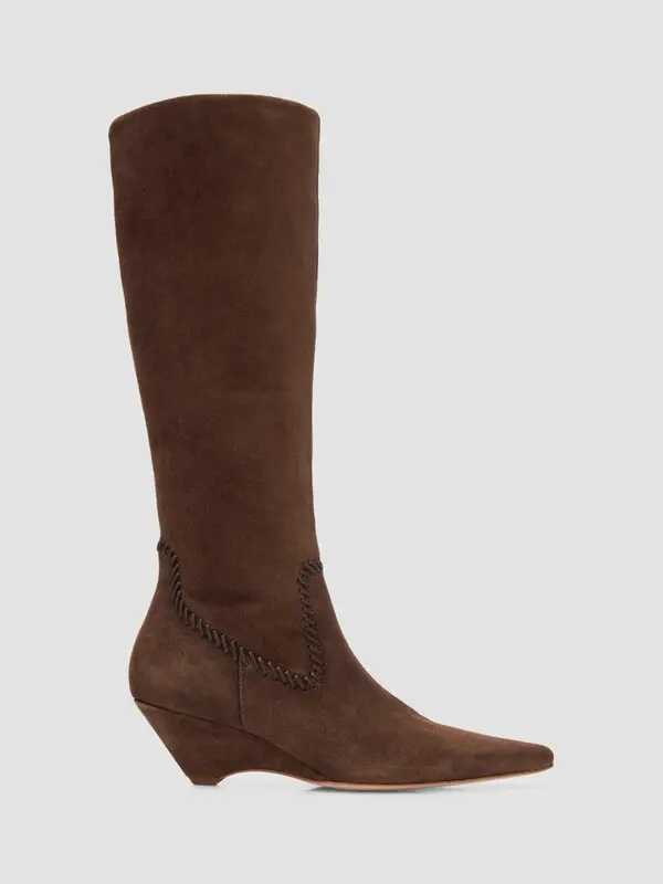 Cinq À Sept Resort Marta 60mm Whipstitched Suede Boots - Chocolate