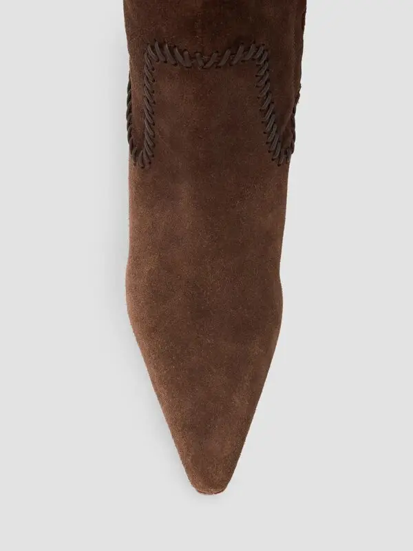 Cinq À Sept Resort Marta 60mm Whipstitched Suede Boots - Chocolate