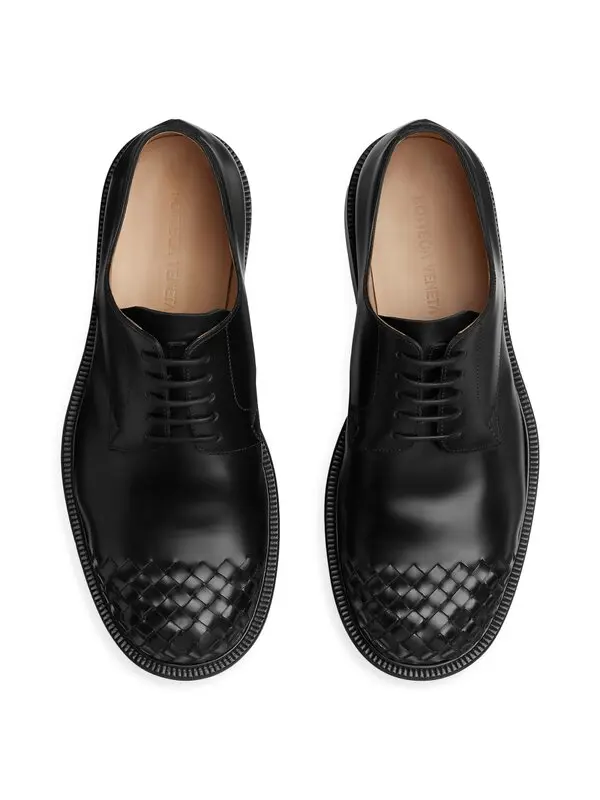 Bottega Veneta James Intrecciato-toe Leather Shoes