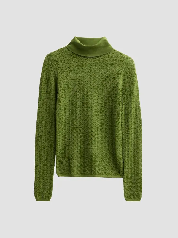 Tanya Taylor Kayden Pointelle Merino-wool Turtleneck Sweater