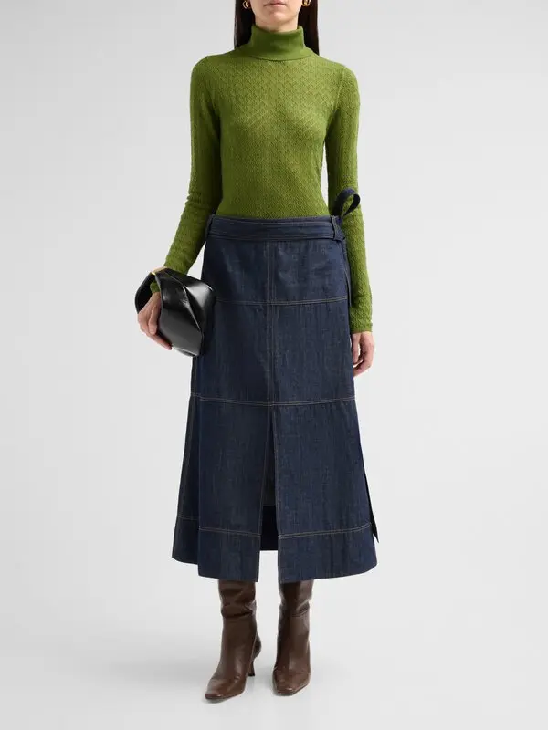Tanya Taylor Kayden Pointelle Merino-wool Turtleneck Sweater