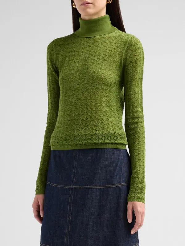 Tanya Taylor Kayden Pointelle Merino-wool Turtleneck Sweater
