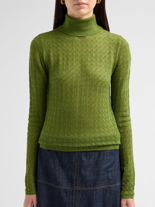 Tanya Taylor Kayden Pointelle Merino-wool Turtleneck Sweater
