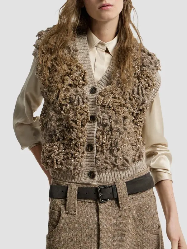 Brunello Cucinelli Handmade Dazzling Blossom Opera Knit Vest