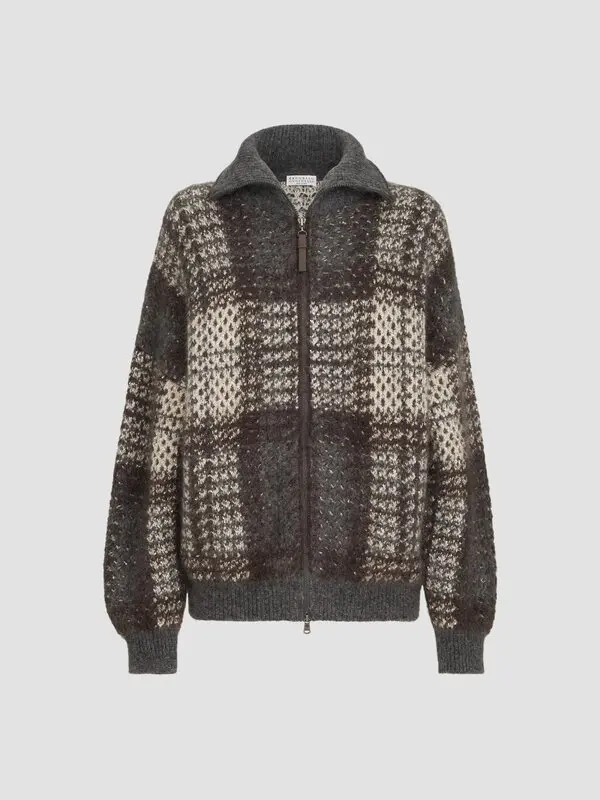 Brunello Cucinelli Dazzling Tartan Double Knit Outerwear Jacket