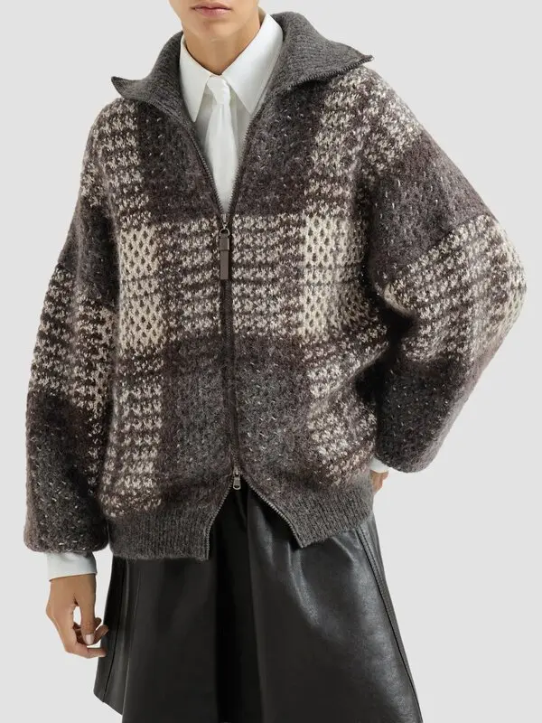 Brunello Cucinelli Dazzling Tartan Double Knit Outerwear Jacket
