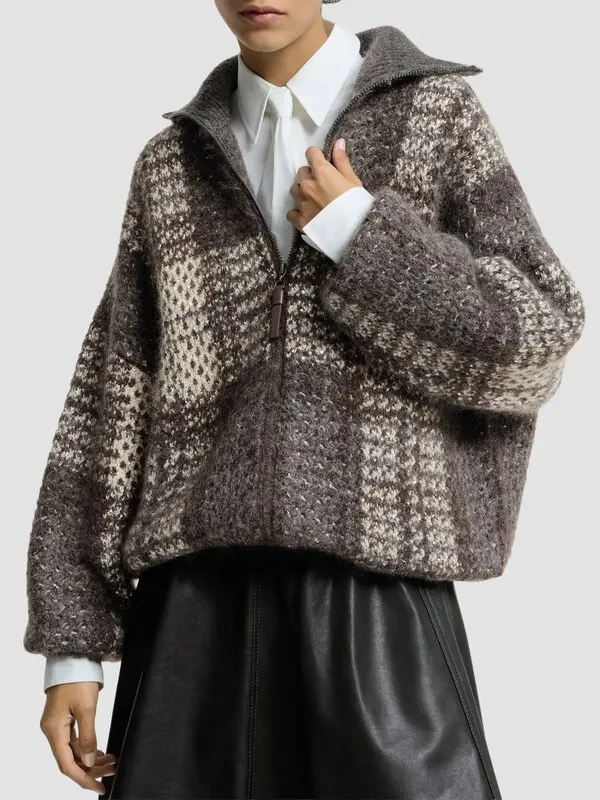 Brunello Cucinelli Dazzling Tartan Double Knit Outerwear Jacket