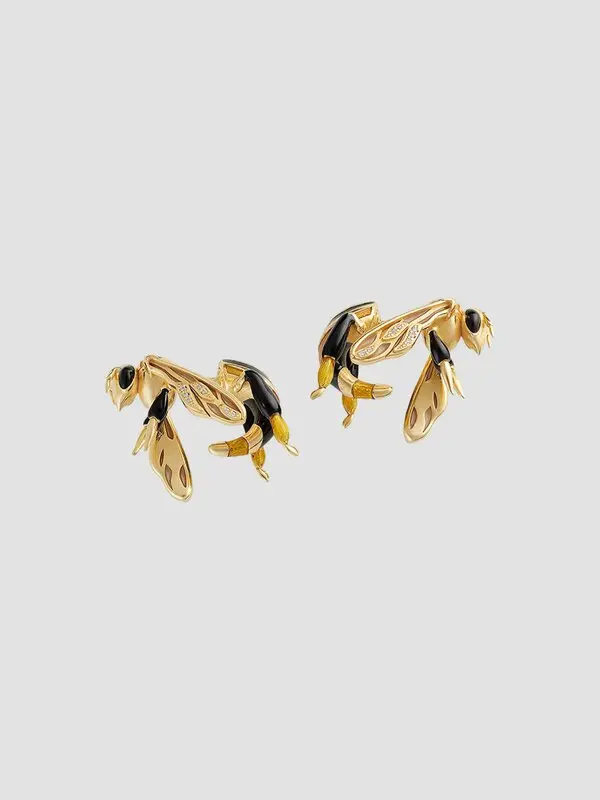 Bottega Veneta Ape 18k-gold-plated, Enamel & Cubic Zirconia Bee Stud Earrings - Beige